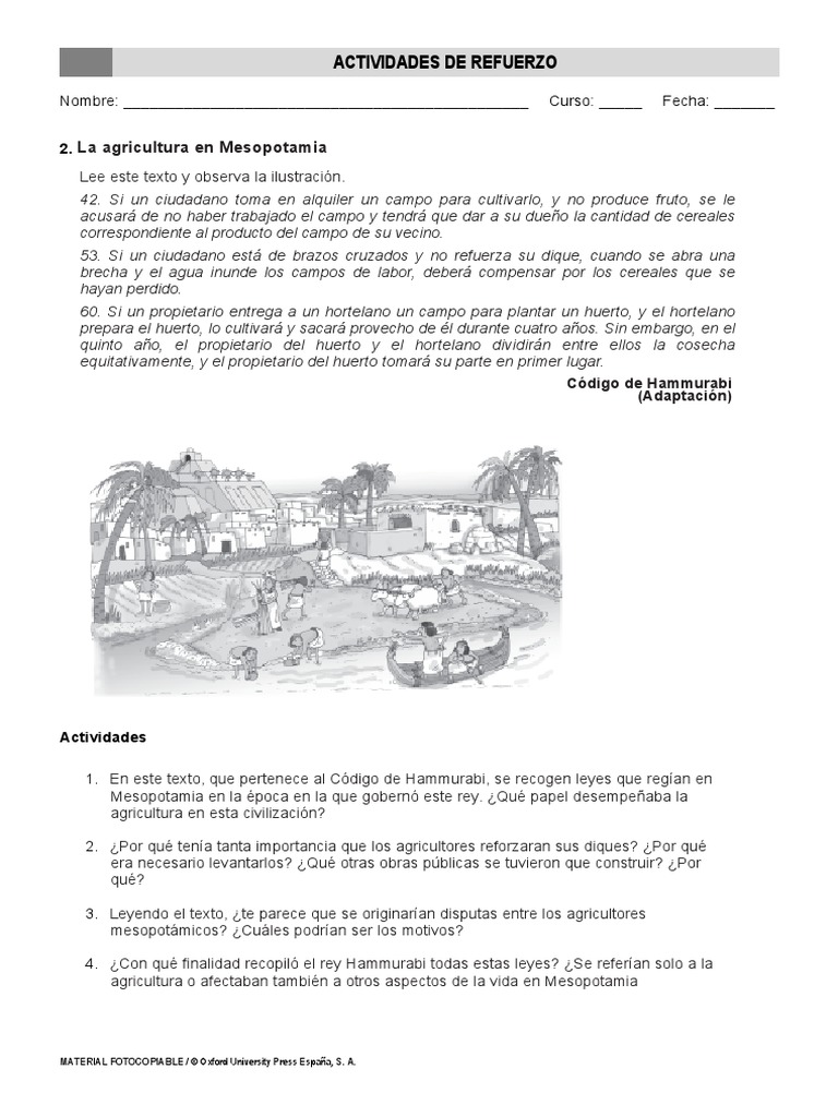 10 Refuerzo Sol Agricultura Mesopotamia | PDF | Mesopotamia | Huerta