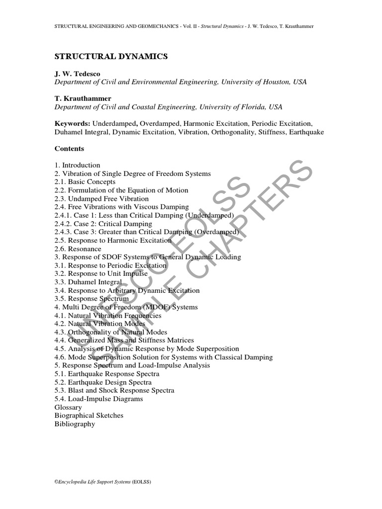 Unesco-Eolss Sample Chapters: Structural Dynamics | Download Free PDF | Force | Resonance