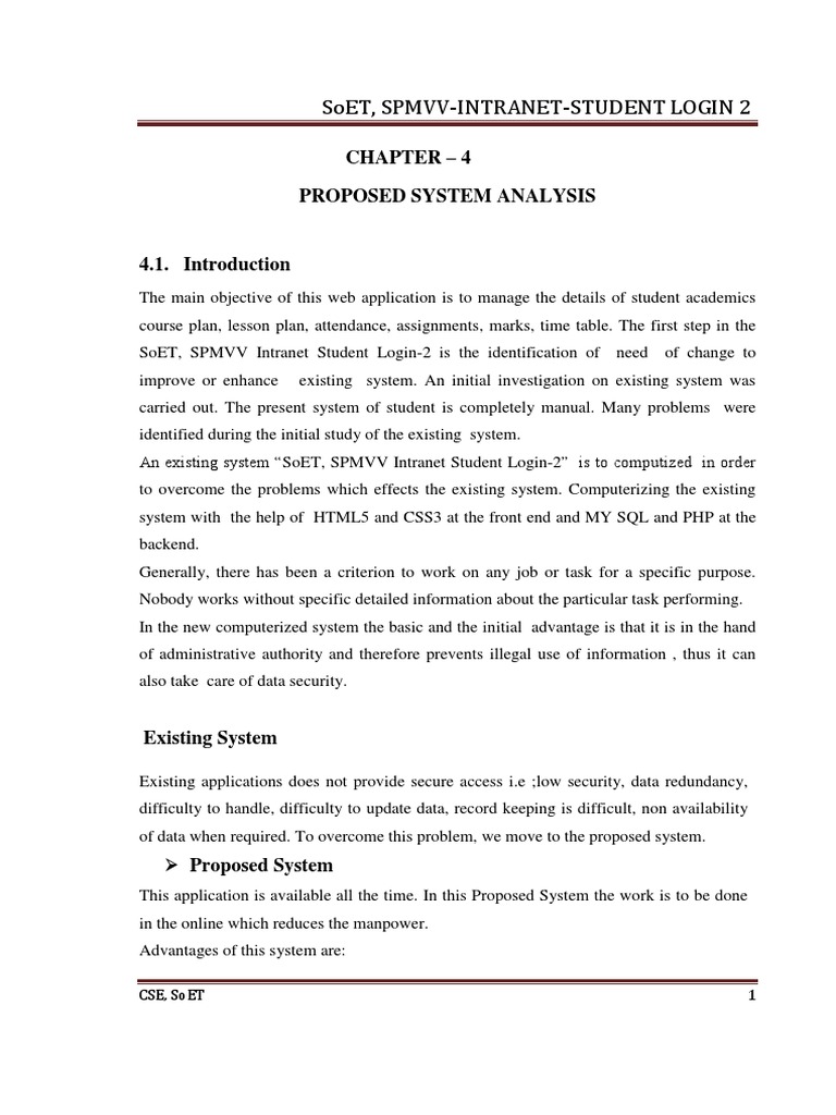 Soet, Spmvv-Intranet-Student Login 2: Chapter - 4 Proposed System ...