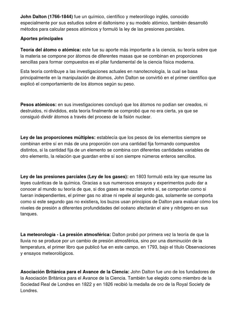 John Dalton | PDF | Átomos | Science