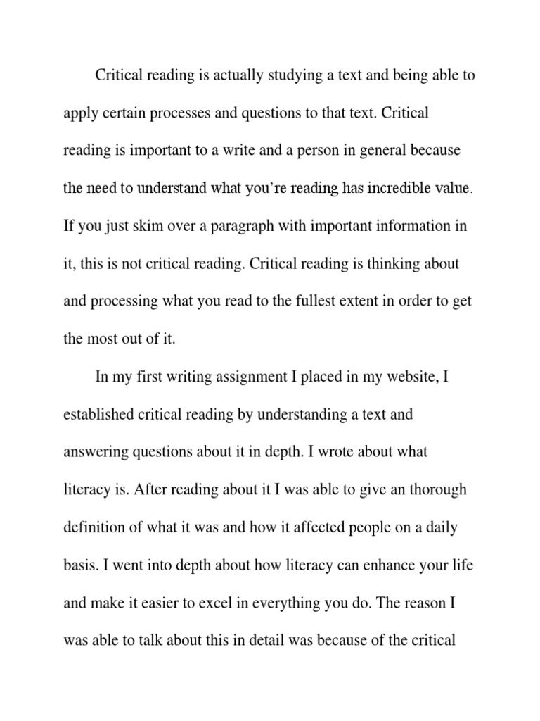 Importance of Critical Reading Skills | PDF | Self-Improvement