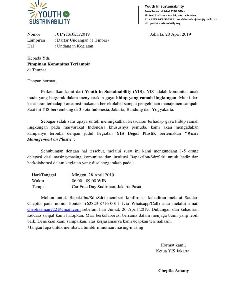 Contoh Surat Undangan Kegiatan | PDF