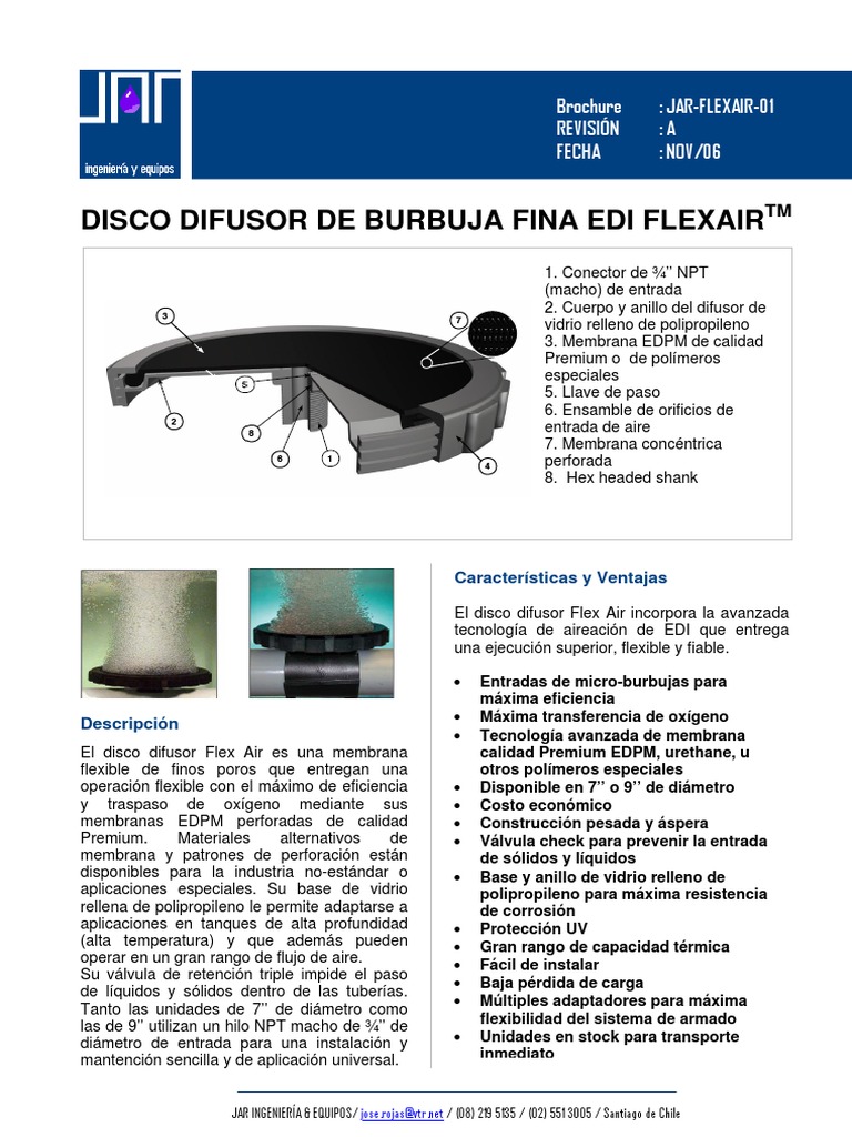 Disco Difusor de Burbuja Fina EDI Flexair | PDF | Lentes | Materiales