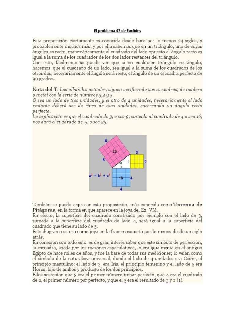 El Problema 47 de Euclídes | PDF | Triángulo | Geometría Elemental