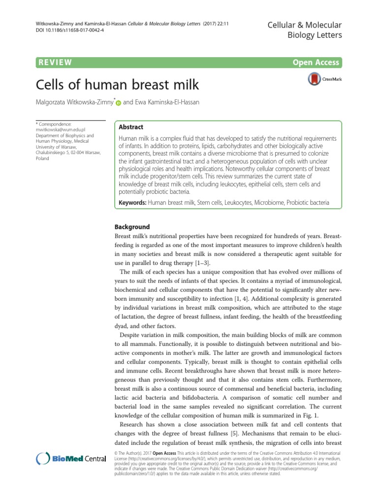 Cells of Human Breast Milk | PDF | Breast Milk | White Blood Cell
