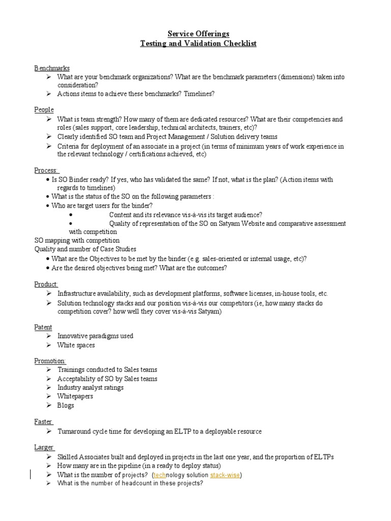 SO TV Checklist | PDF | Competition | Project Management
