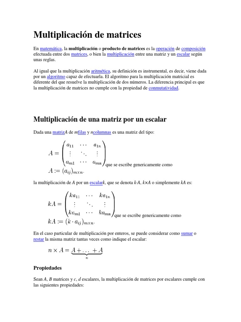 Multiplicacion de Matrices | PDF | Matriz (Matemáticas) | Álgebra