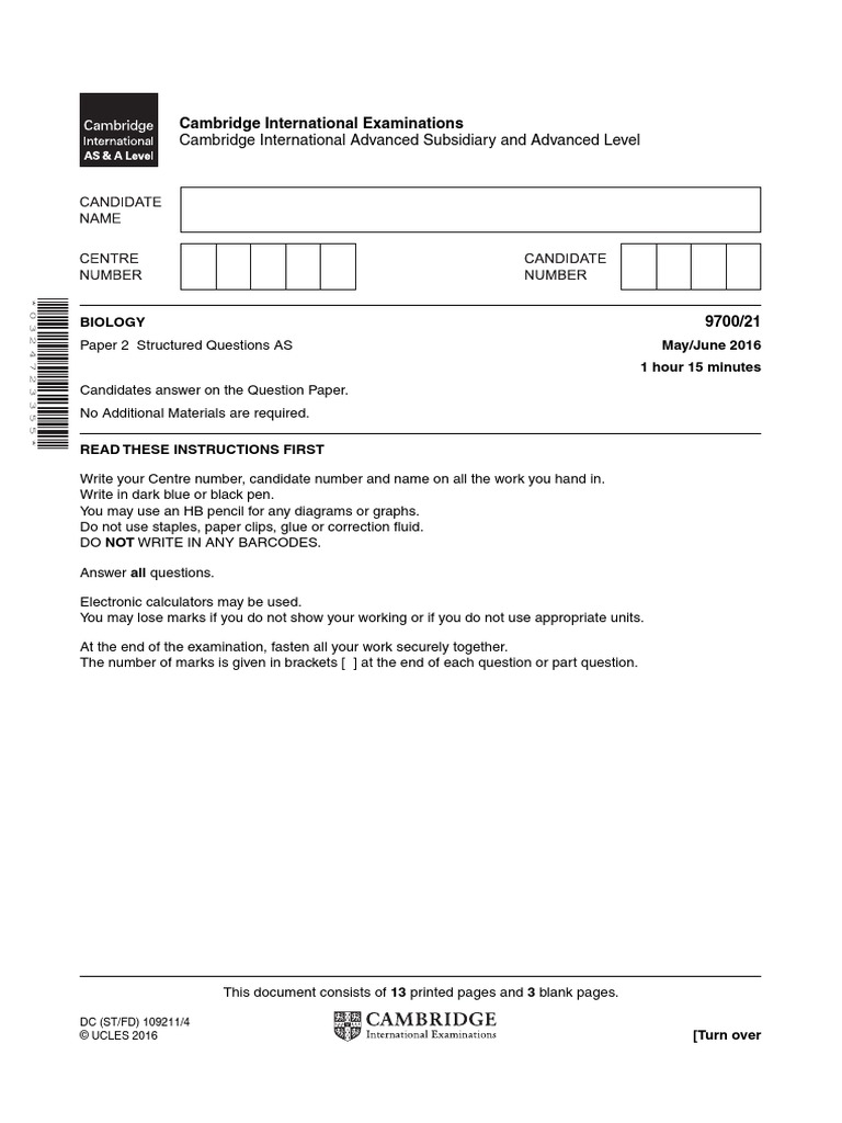 GCE A Level Biology Paper 2 | PDF | Mitosis | T Cell