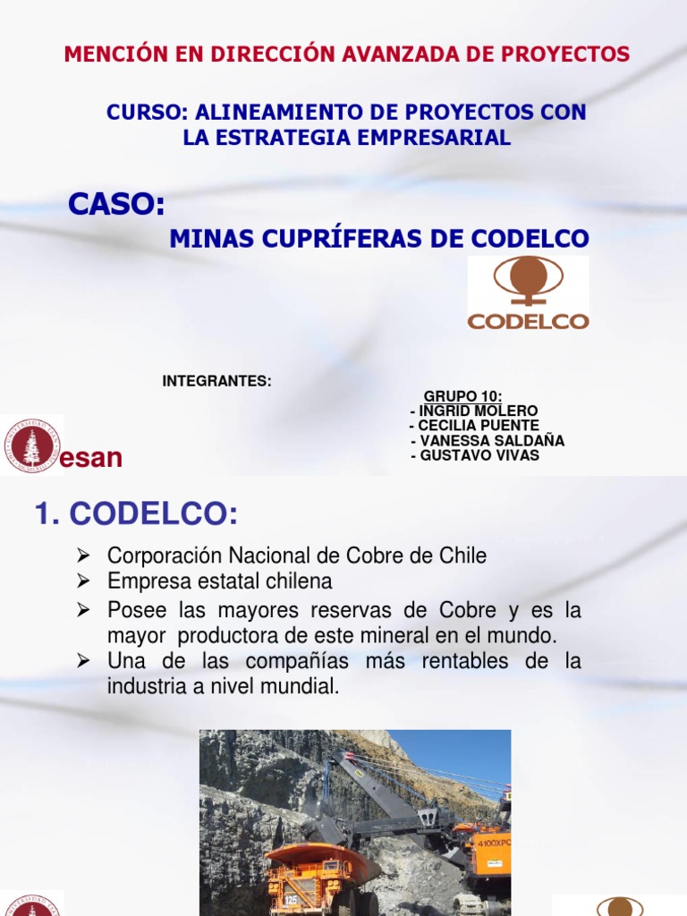 Caso Codelco MBA TP59 G3 Grupo10 PPTX 1 | PDF | Cadena de valor | Minería