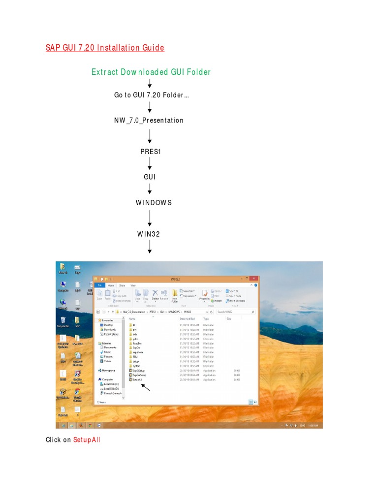 Extract Downloaded GUI Folder: SAP GUI 7.20 Installation Guide | PDF