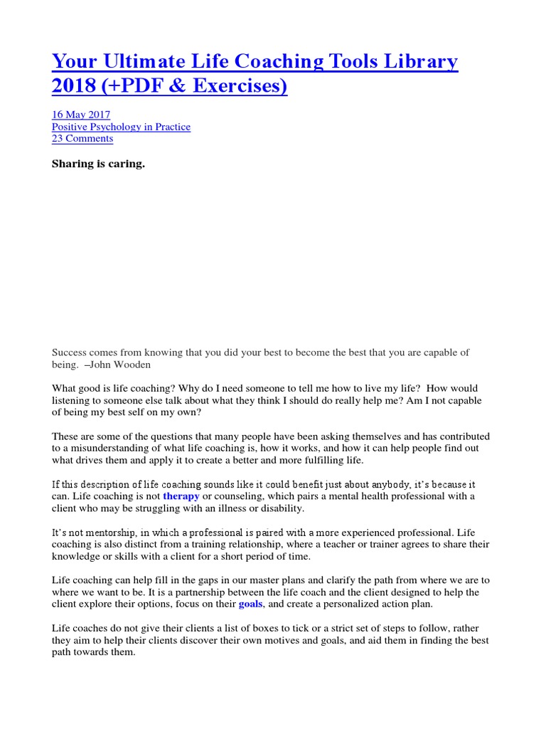 Your Ultimate Life Coaching Tools Library 2018 | PDF | Emotional ...