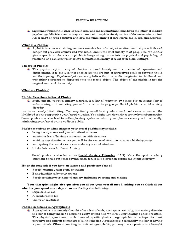 Phobia Reaction | PDF | Phobia | Agoraphobia