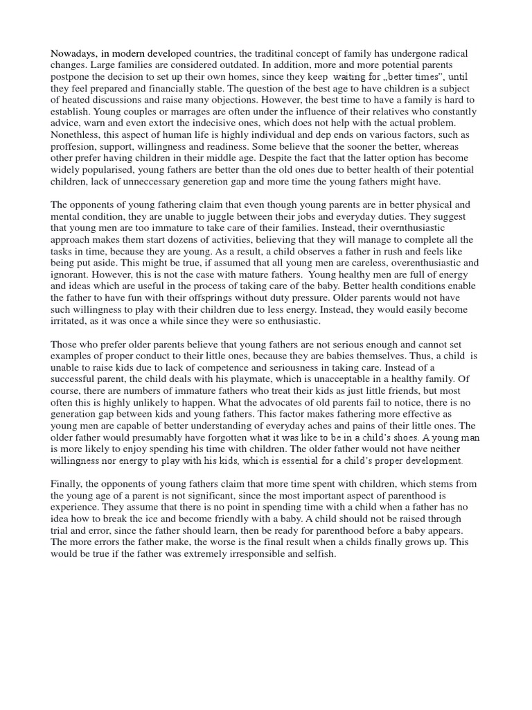 Young Parents Essay Pdf Parenting Relationships