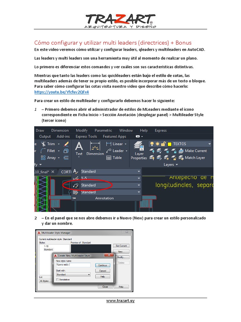 Cómo Crear Configurar y Utilizar Leader en AutoCAD | PDF