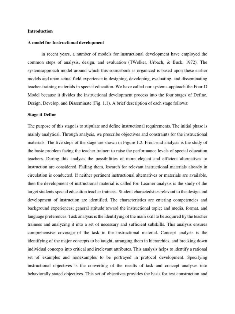 Four-D Model for Instructional Development | PDF | Data Analysis | Concept