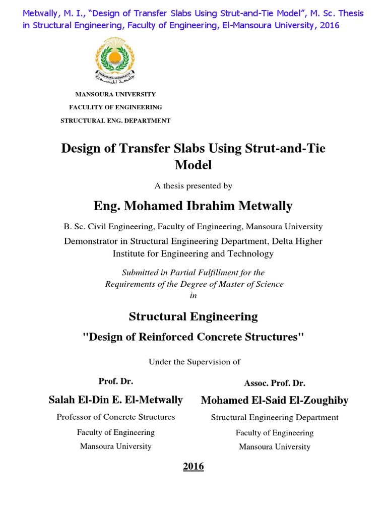 Transfer Slab Design via Strut-and-Tie | PDF | Bending | Finite Element ...