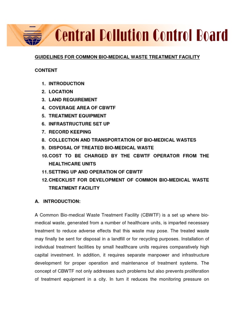 Guidelines CBWTF | PDF | Waste Management | Incineration