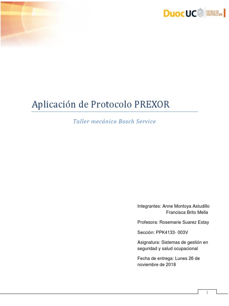 Aplicación de Protocolo PREXOR | PDF | Bienestar | Medicina