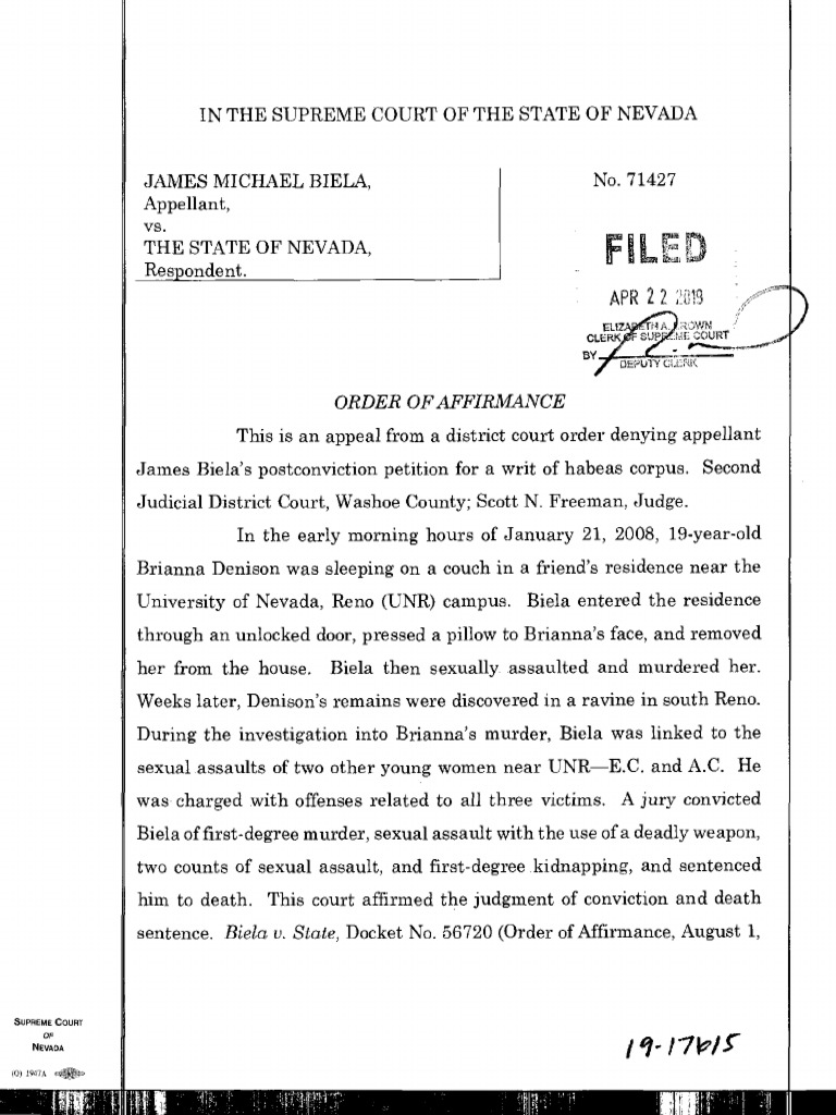 Nevada Supreme Court Decision On James Biela Appeal | Download Free PDF ...