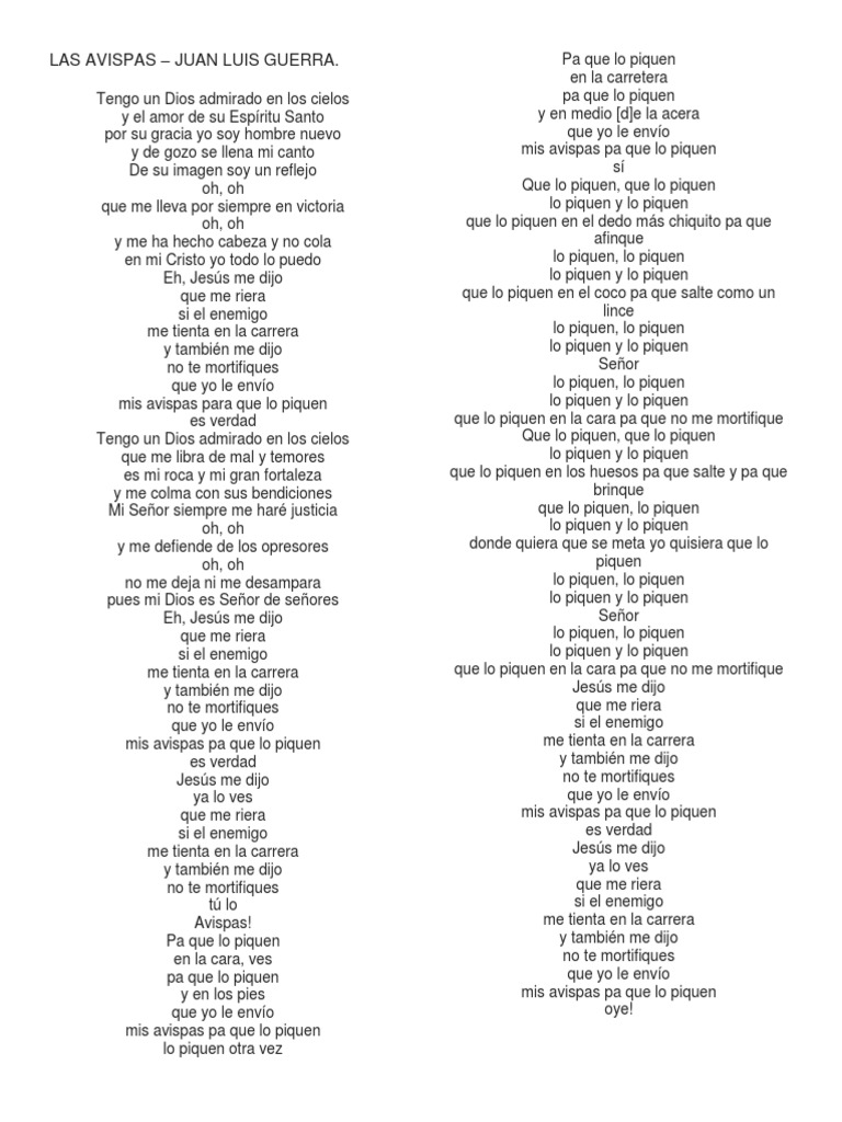 Canción La Avispas de Juan Luis Guerra | PDF | Religión y creencia