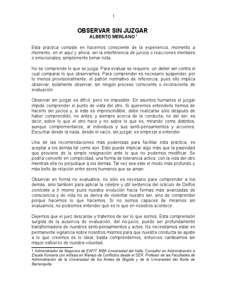 Observar Sin Juzgar | PDF | Tolerancia | Comportamiento