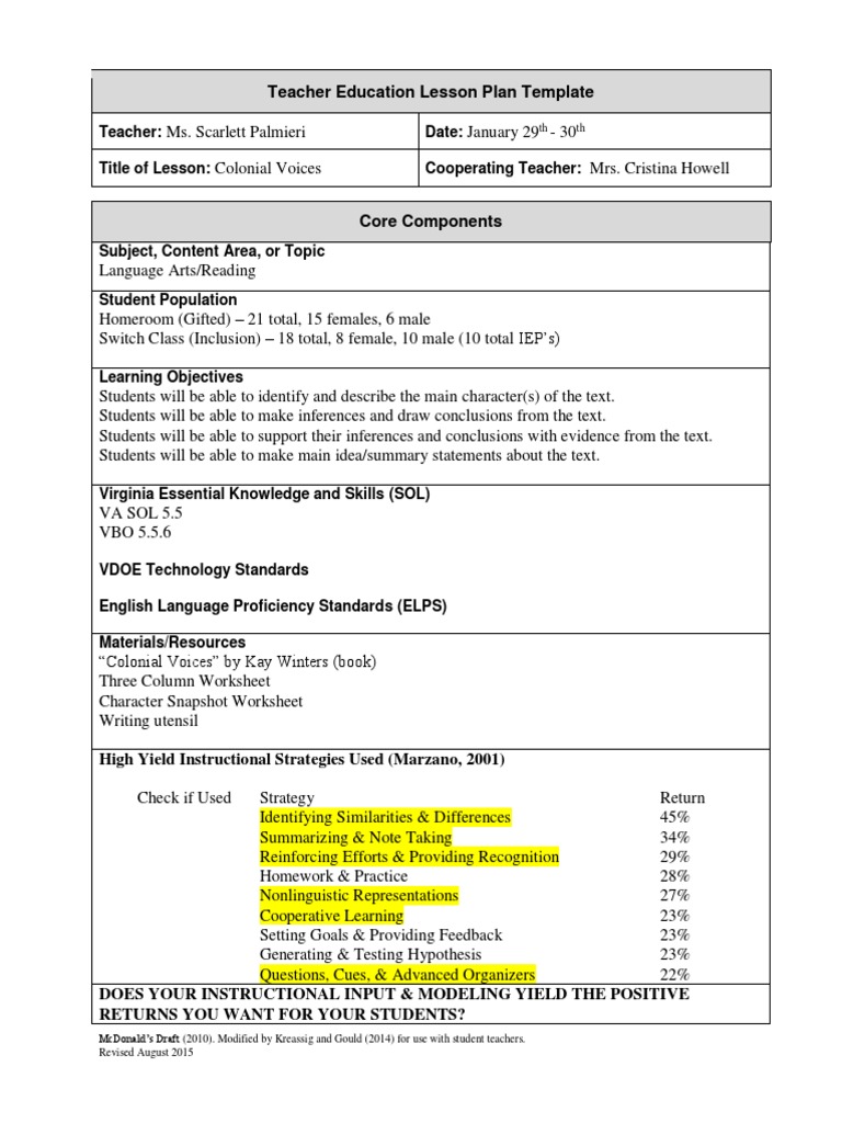 Colonial Voices Lesson Plan 2 | PDF | Inference | Lesson Plan