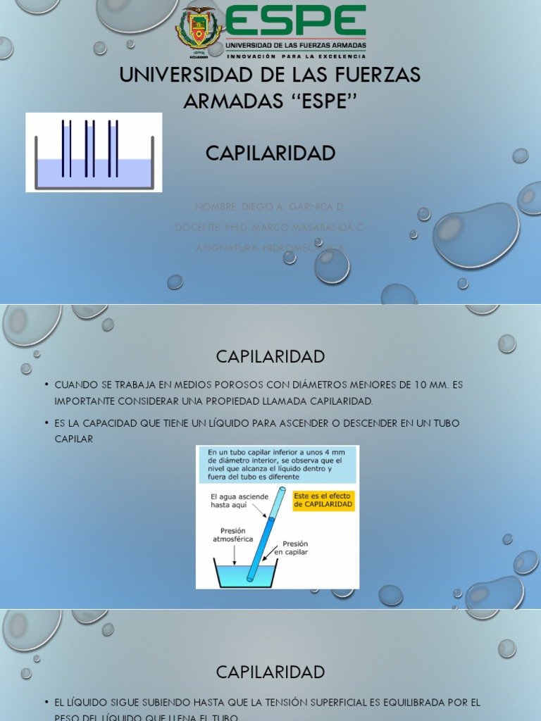 Capilaridad | PDF | Fases de la materia | Dinámica de fluidos