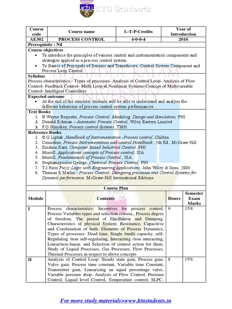 AE302 Process Control | PDF | Process Control | Control Theory