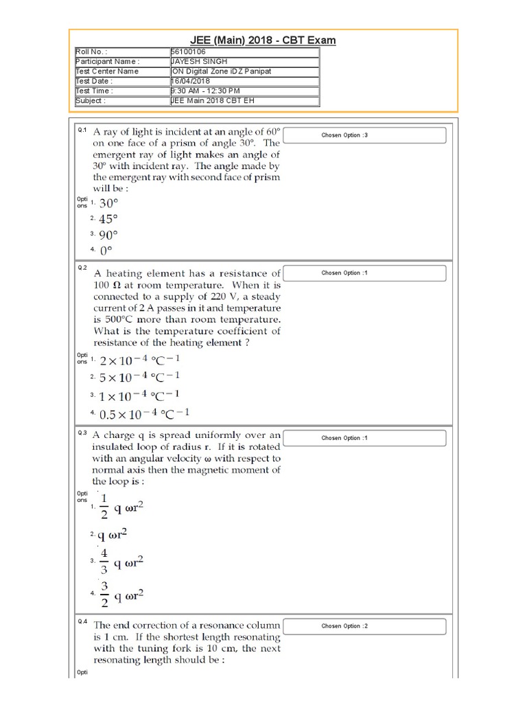JEE Paper | PDF | Standardized Tests