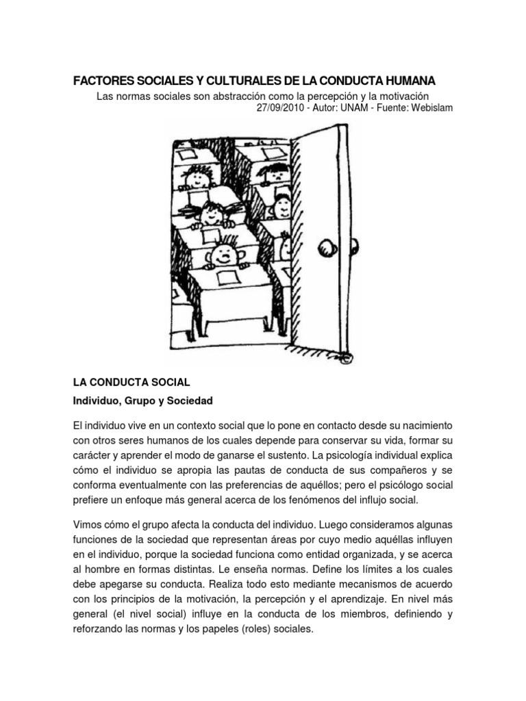Factores Sociales y Culturales de La Conducta Humana | PDF ...