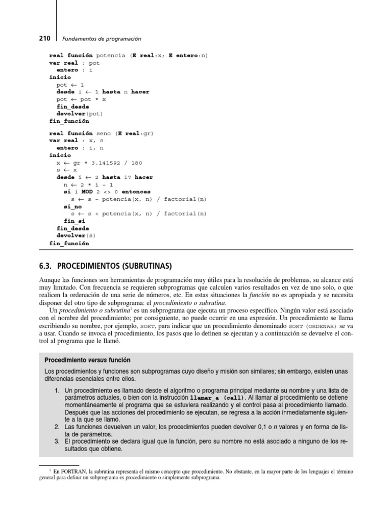 1 Procedimientos | PDF | División (Matemáticas) | Subrutina