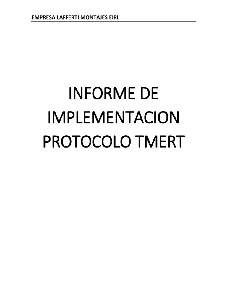 Informe de Implementacion Protocolo Tmert | PDF | Seguridad y salud ocupacional | Labor