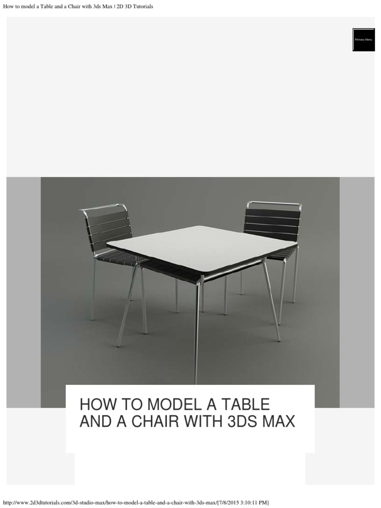 How To Model A Table And A Chair With 3ds Max Primary Menu Pdf