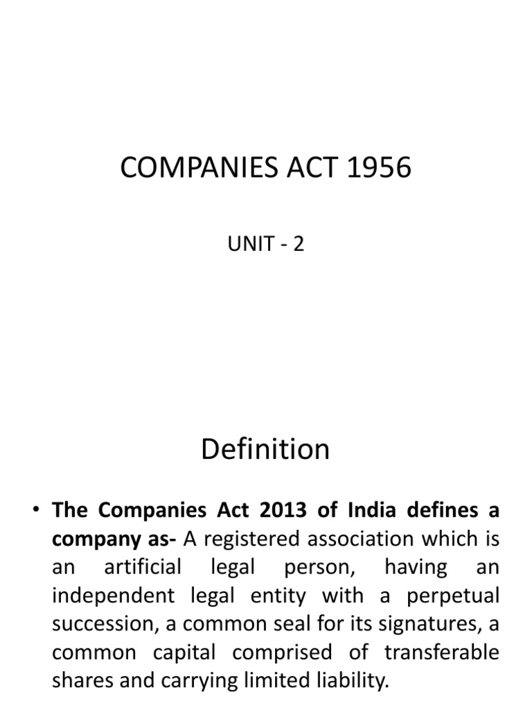 Companies Act 1956 | PDF | Corporations | Companies