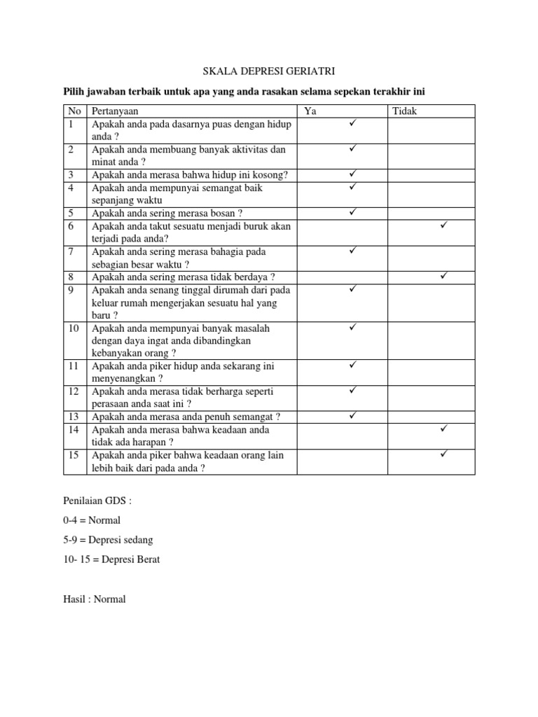Skala Depresi Geriatri | PDF
