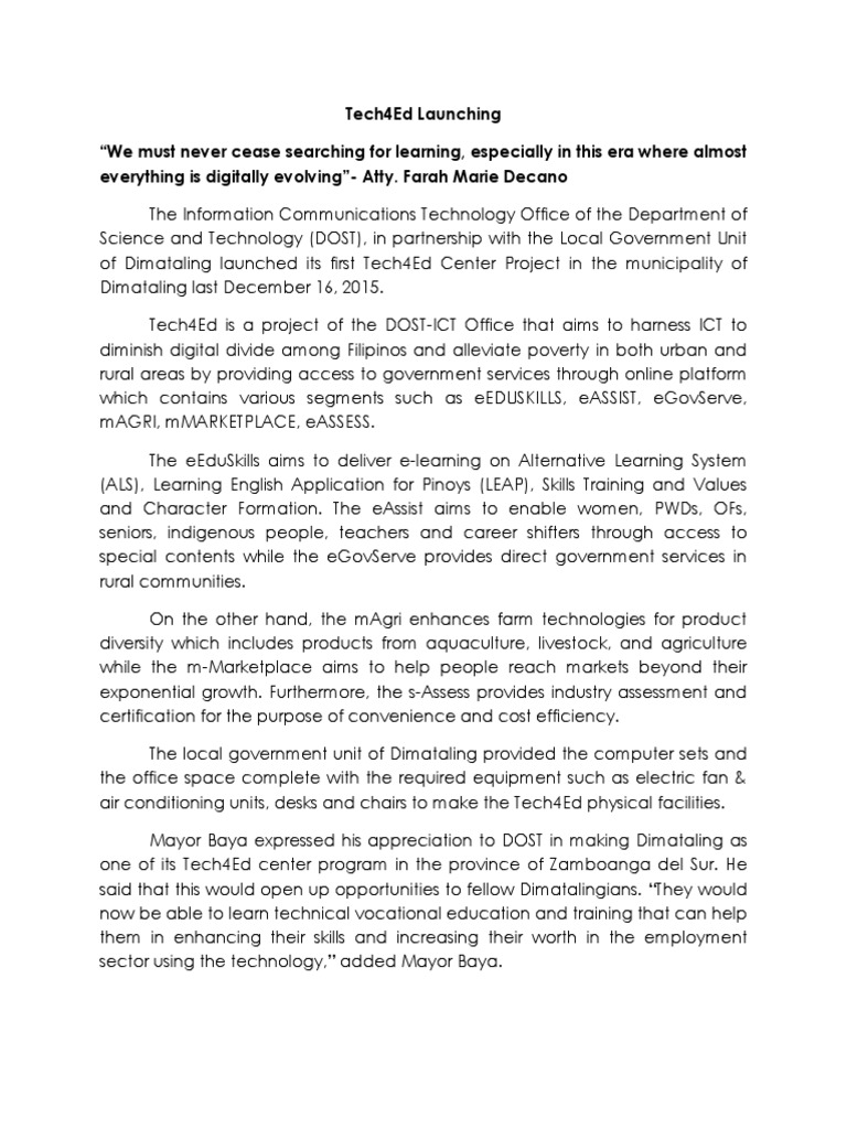 Tech4Ed Launching | PDF | Educational Technology