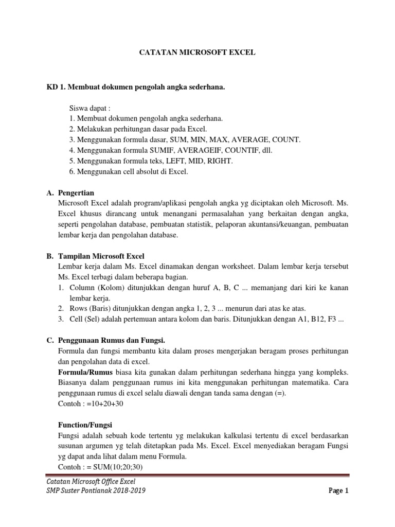 Materi Microsoft Excel | PDF