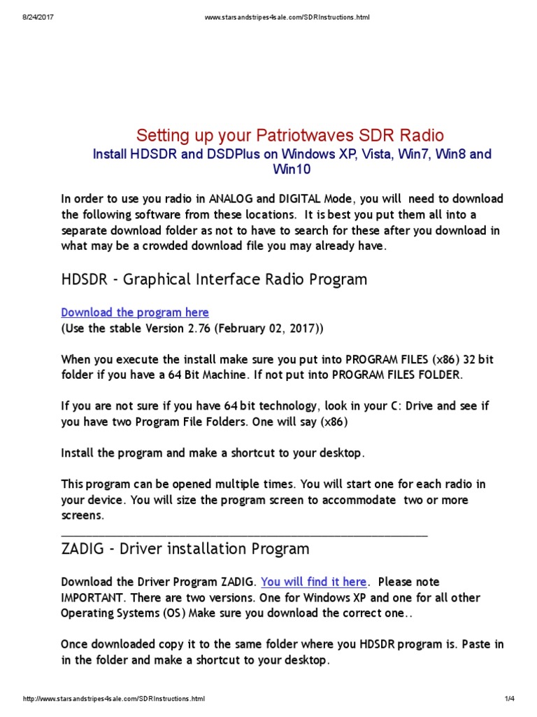SDR Instructions | PDF | Microsoft Windows | Ibm Pc Compatibles