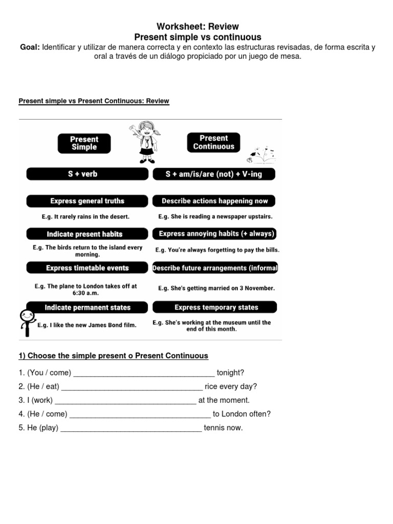 Worksheet Present Simple Vs Continuous | Download Free PDF | Leisure