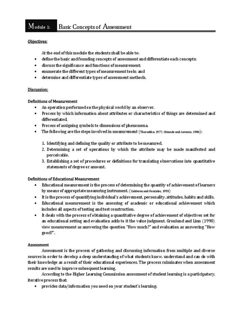 Module-1 Assessment of Learning | PDF | Educational Assessment | Test ...