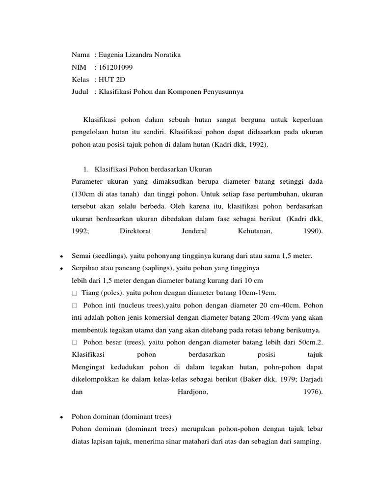 KLASIFIKASI POHON BERDASARKAN UKURAN DAN POSISI TAJUK | PDF