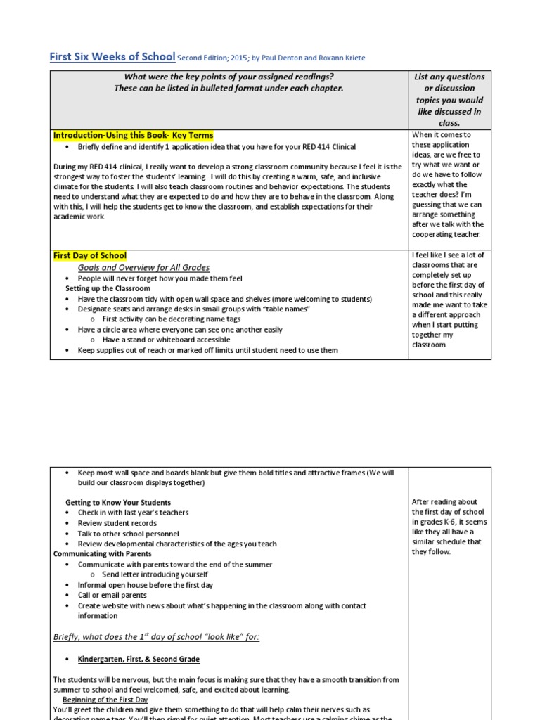 First Day Strategies for Primary Grades | PDF | Classroom | Teachers