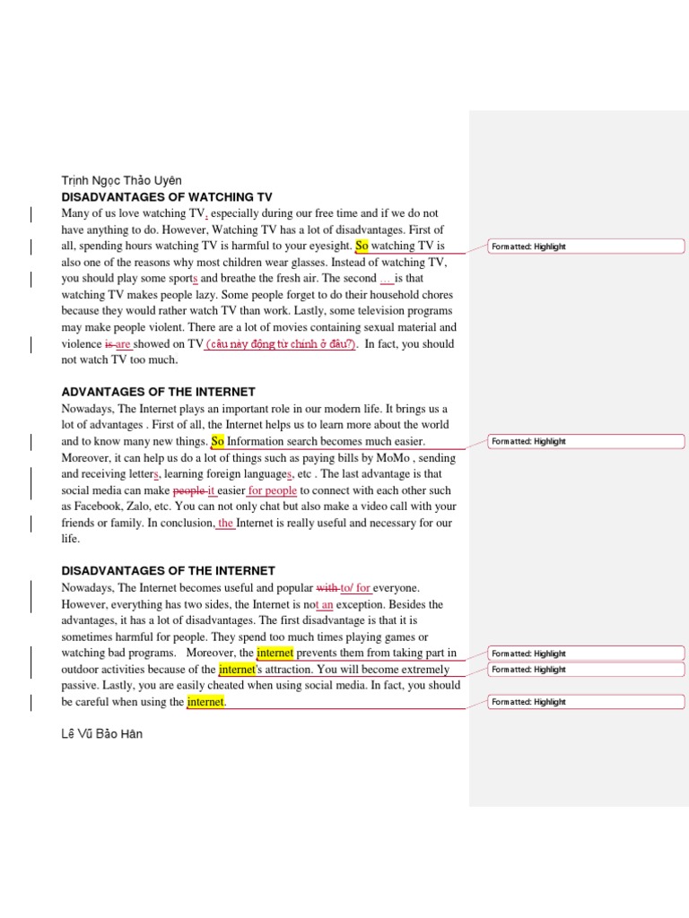 Disadvantages of Watching TV: Formatted: Highlight | PDF | Social Media ...
