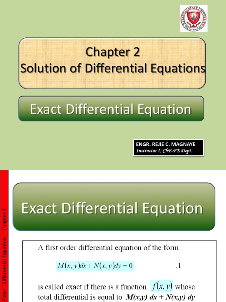 II. Exact Differential Eqauation | PDF | Equations | Differential Equations