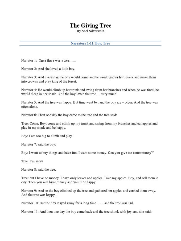 The Giving Tree PDF | PDF | Leisure