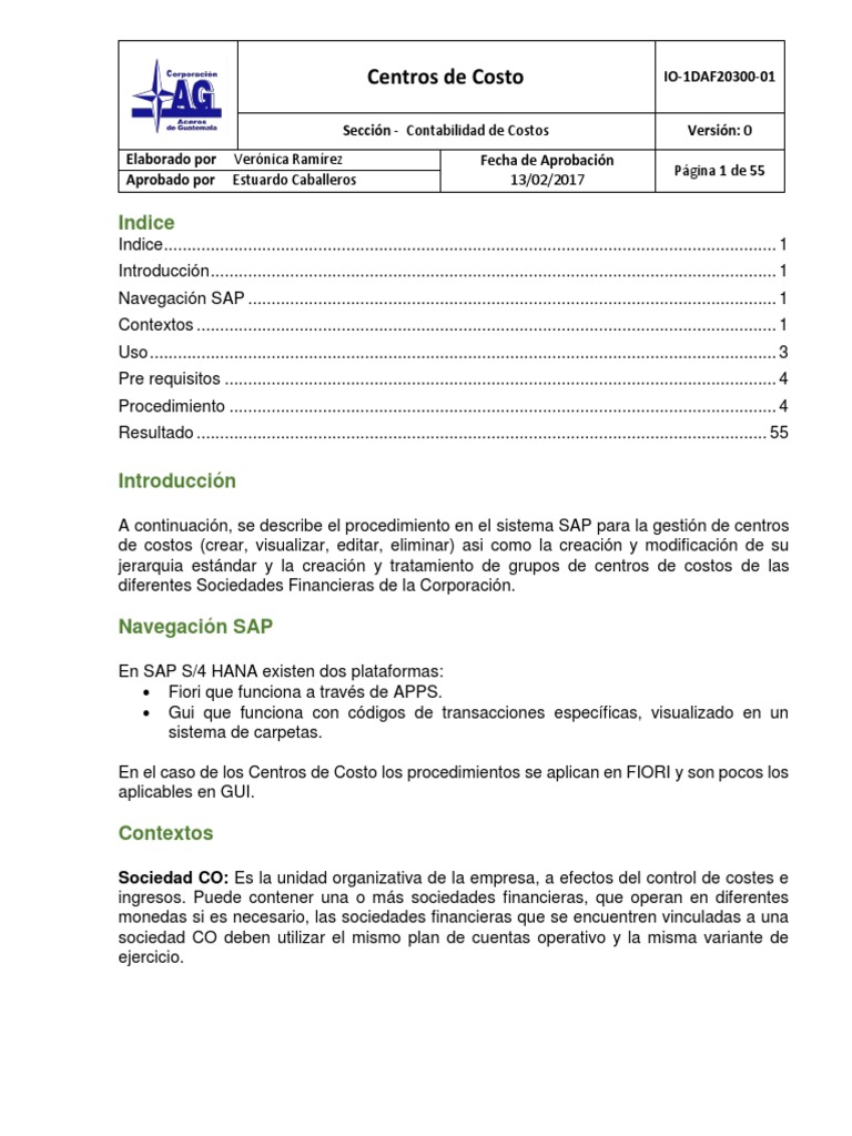 Centro de Costos SAP | PDF | Contabilidad | Informática