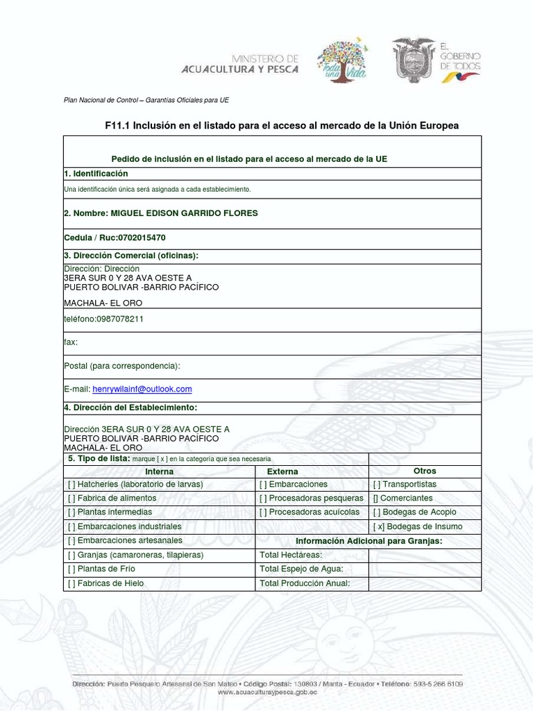 Formulario F11 1 Inscripcion1 | PDF | Unión Europea | Business