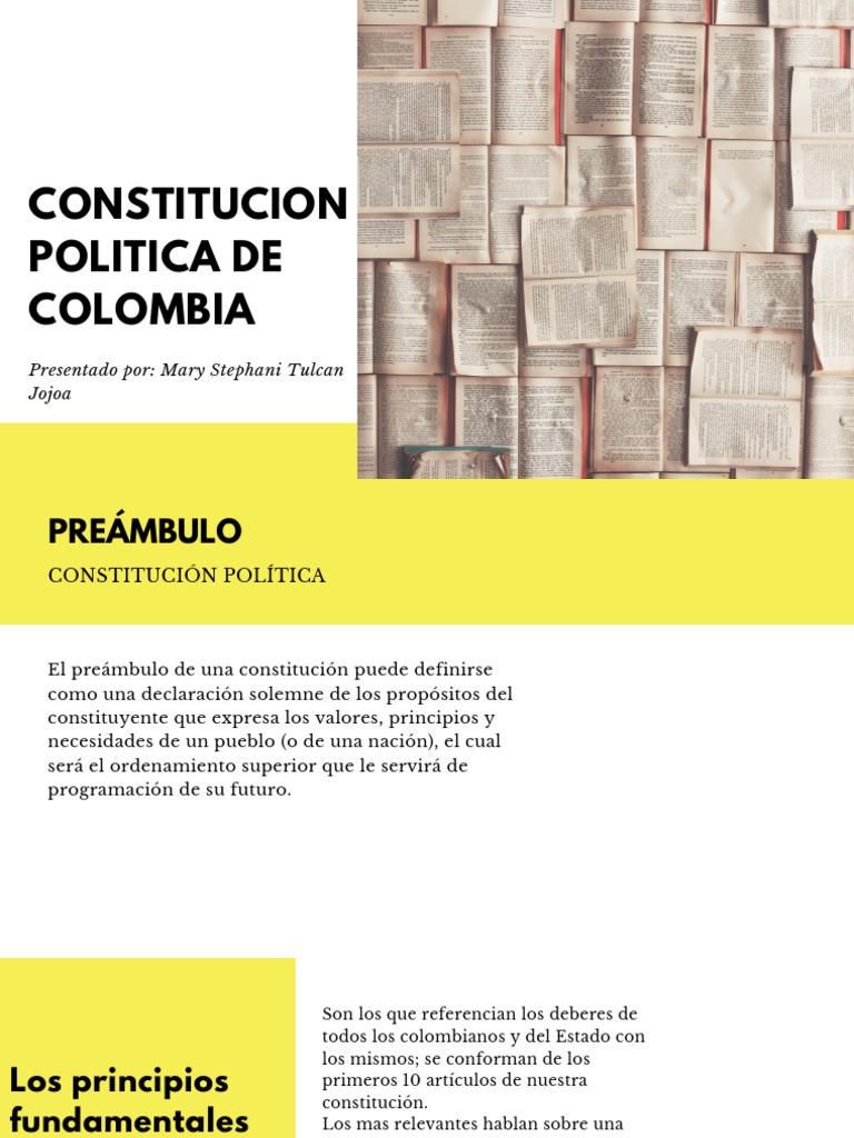 Constitucion Politica De Colombia: Presentado por: Mary Stephani Tulcan ...