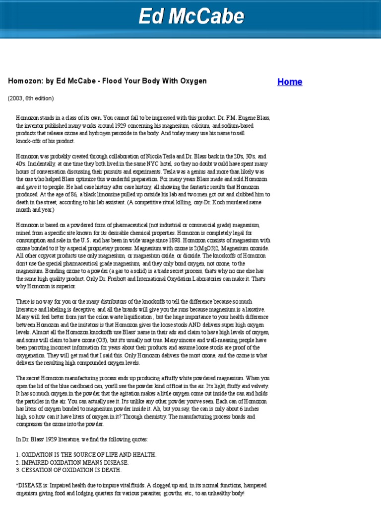 Homozon - Ed McCabe | Download Free PDF | Oxygen | Ozone