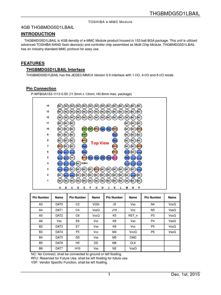 4GB Toshiba eMMC Module | PDF | Error Detection And Correction | Flash ...